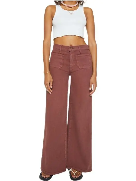 MOTHER Patch-pockets High-waisted Wide-leg Jeans - Brown