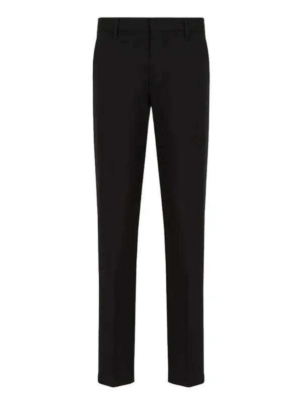 Emporio Armani Mid-waisted Tapered Trousers - Black