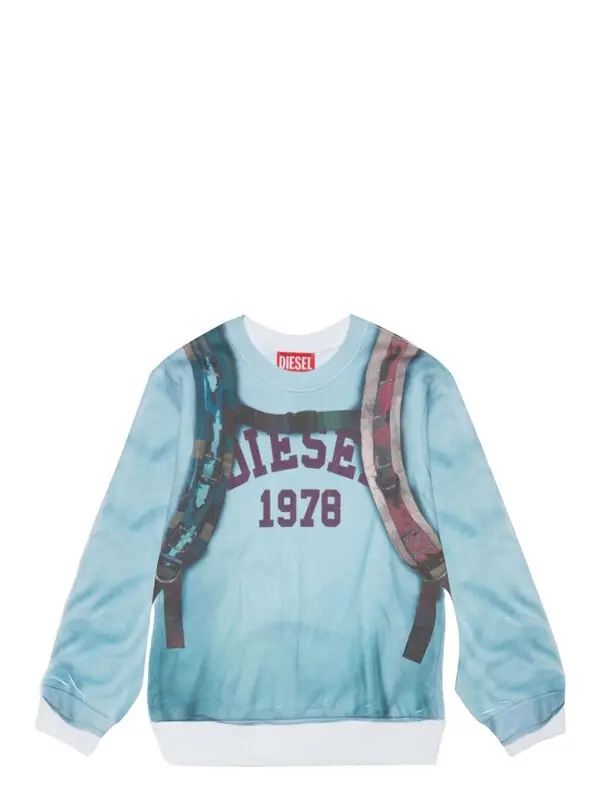 DIESEL® Trompe L'oeil Print Crew Neck Sweater - Blue