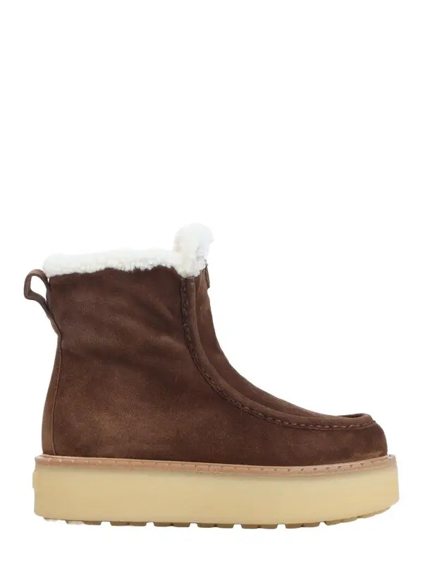 Prada Round Toe Platform Ankle Boots - Cocoa Brown