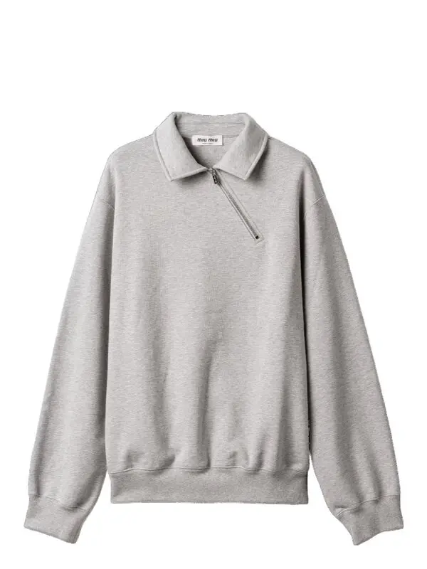 Miu Miu Zippered Cotton Fleece Jacket - Grey