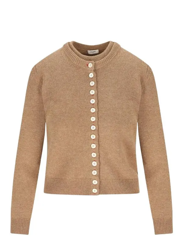 Celine Heritage Cashmere Twinset Cardigan - Camel