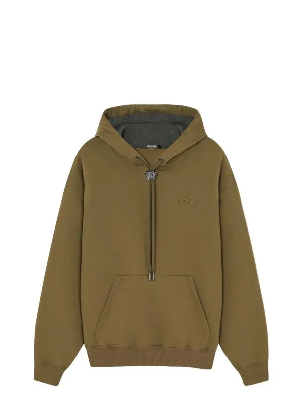 Versace Medusa Head Detailed Drawstring Hoodie - Green
