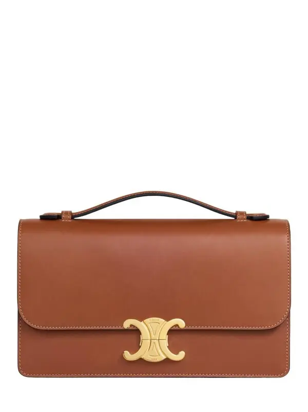 Celine Medium Triomphe Folio In Natural Calfskin - Tan