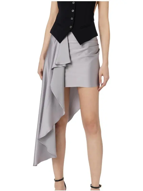 Elisabetta Franchi Asymmetrical Draped Mini Skirt - Gray