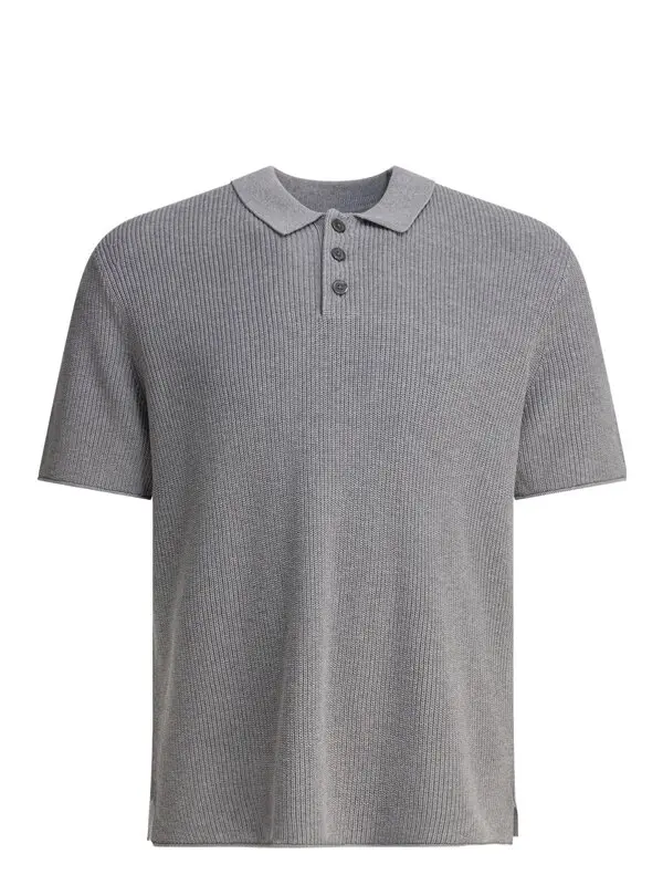 ALEX MILL Textured Knit Polo Shirt - Grey
