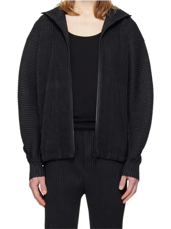 Issey Miyake Homme Plissé Wickerwork Mesh Cardigan - Black