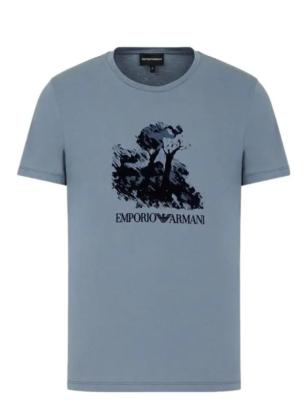 Emporio Armani Printed T-shirt With Round Neck - Gray
