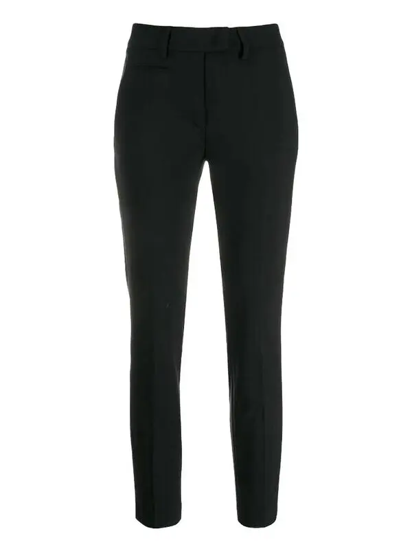 DONDUP Logo Plaque Cropped Slim-fit Trousers - Black