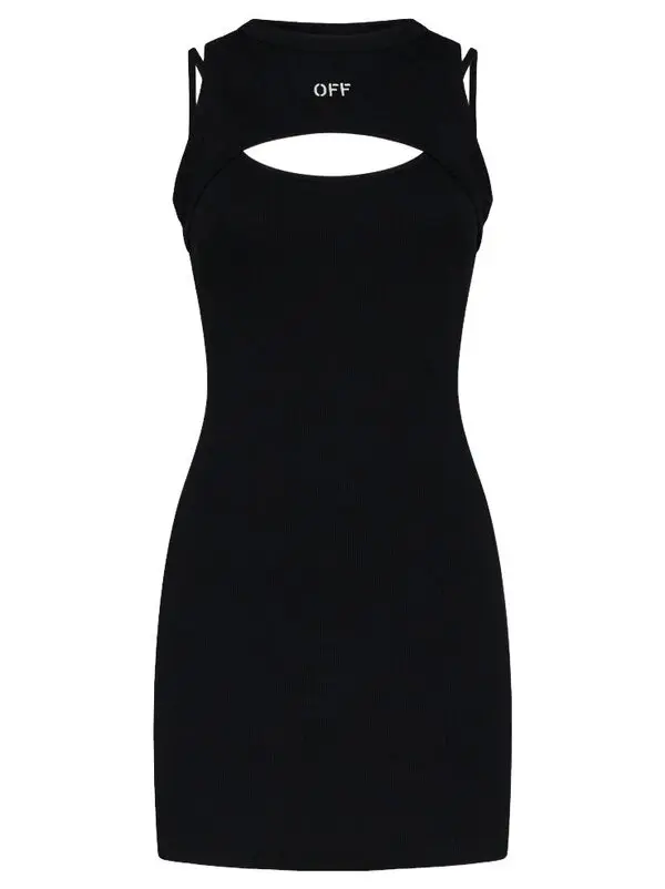 Off-White Cut-out Sleeveless Mini Dress - Black
