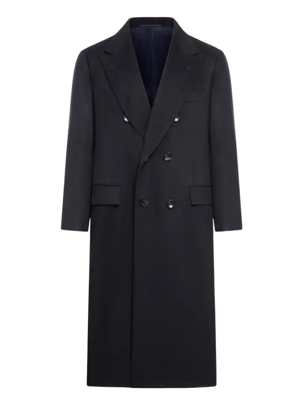 Kiton Long-sleeved Double-breasted Coat - Blue