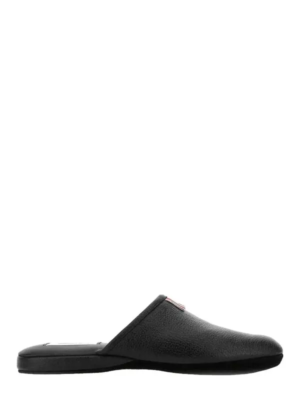 Thom Browne Grosgrain Tab Pebbled Slipper - Black