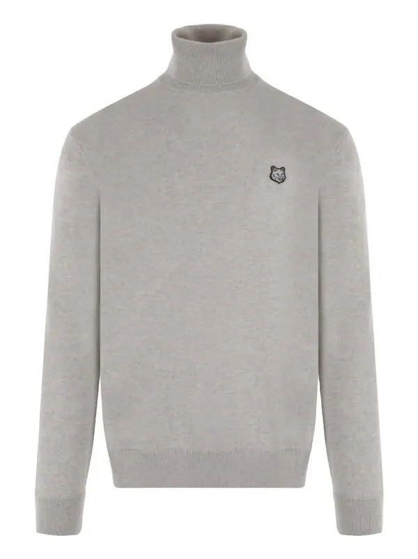 Maison Kitsuné Bold Fox Head Patch Turtleneck Jumper - Gray