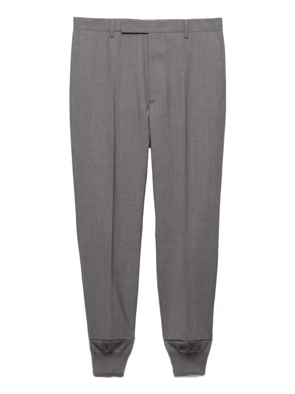 Prada Slim Fit Trousers With Ribbed Cuffs - Grey