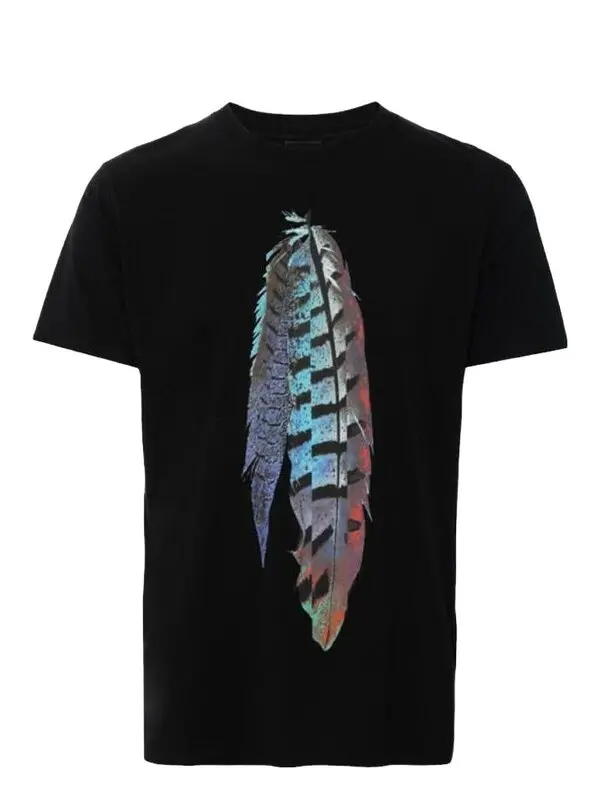MARCELO BURLON COUNTY OF MILAN Feather Printed T-shirt - Black