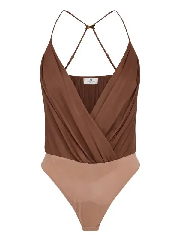 Elisabetta Franchi Georgette Bodysuit Top - Brown