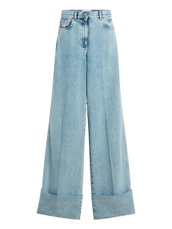 LANVIN Wide-leg Cuffed Denim Jeans - Blue