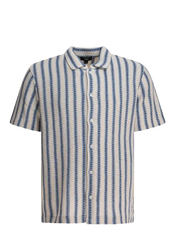 Vince Striped Short Sleeve Polo Shirt - Nude