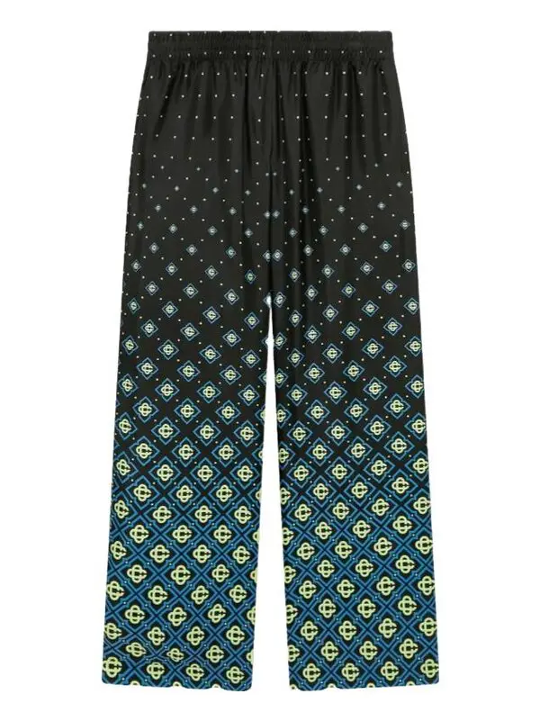 Casablanca Monogram Silk Trousers - Black
