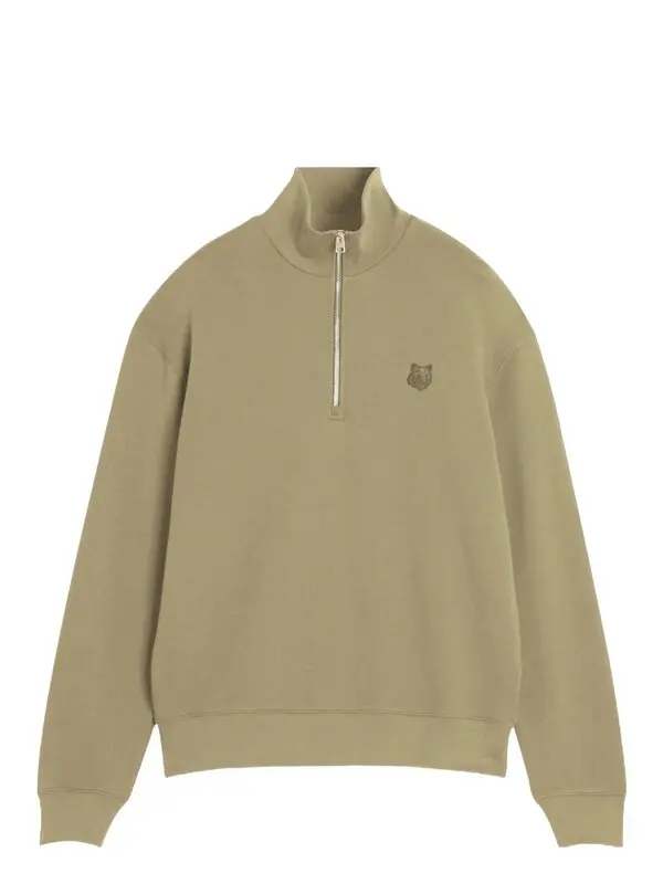 Maison Kitsuné Half Zip Sweatshirt With Embroidered Fox Head - Doukou