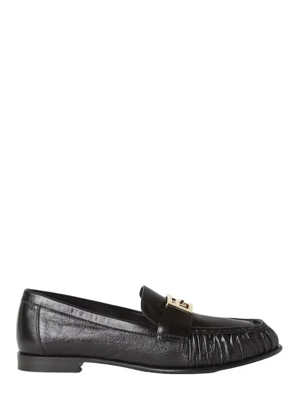 Fendi Baguette Ff Plaque Gathered Loafers - Black