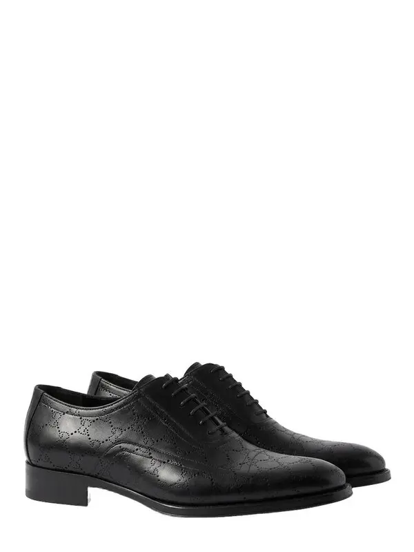 Gucci Lasered Gg Lace-up Shoes - Black
