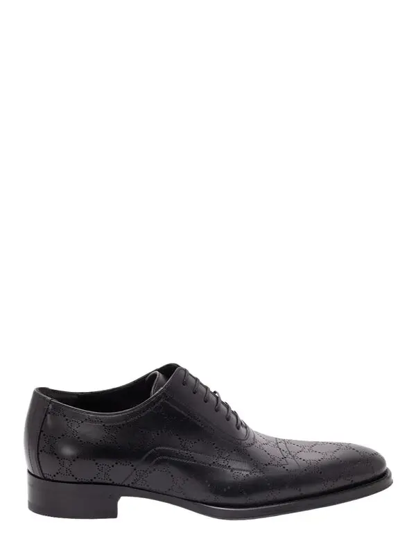Gucci Lasered Gg Lace-up Shoes - Black