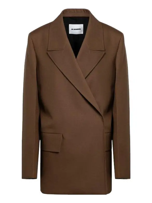 JIL SANDER Oversized Wool Blazer - Brown
