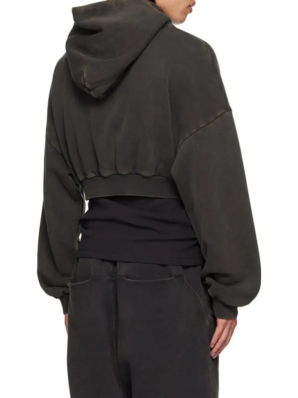 ENTIRE STUDIOS Cropped Hoodie - Washed Black