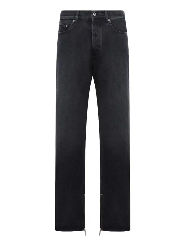 Off-White Logo Patch Straight Leg Jeans - Black