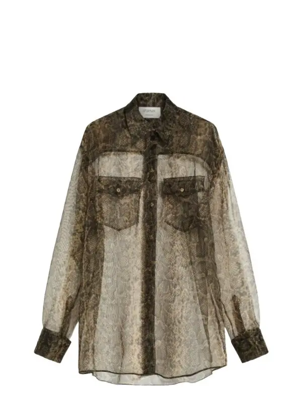 Sportmax Snake Print Long Sleeve Shirt - Nude