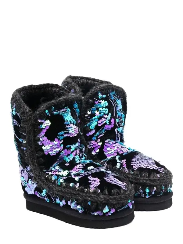 Mou Eskimo Sequin Sheepskin Boots - Black