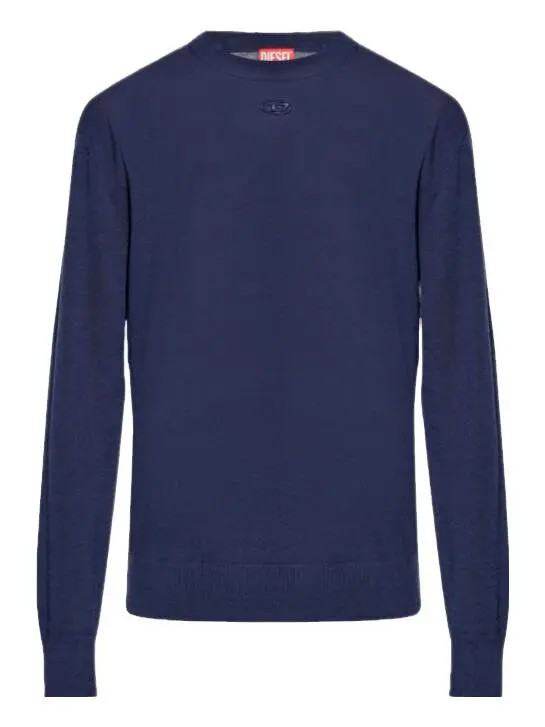 DIESEL® K-garth Wool Jumper With Embroidered Badges - Navy Blue