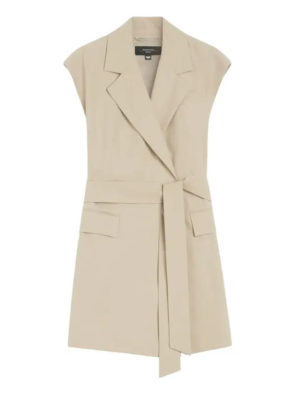 Max Mara Sleeveless Cotton Crepe Blazer - Beige