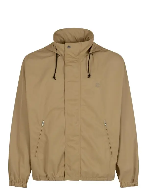 Celine Long Sleeve Casual Jacket With Drawstring And Zippered Pockets - Beige