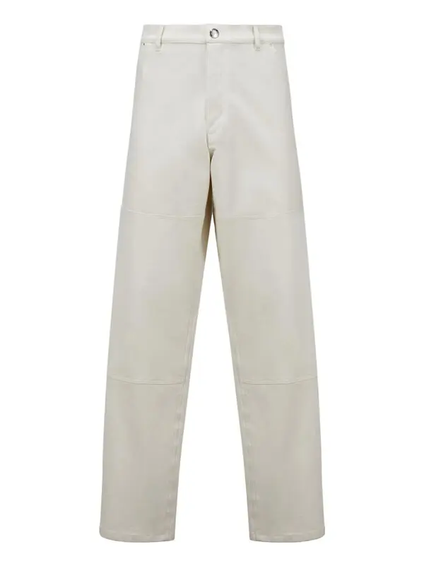 Moncler Straight Leg Trousers With Logo Patch - Ben White