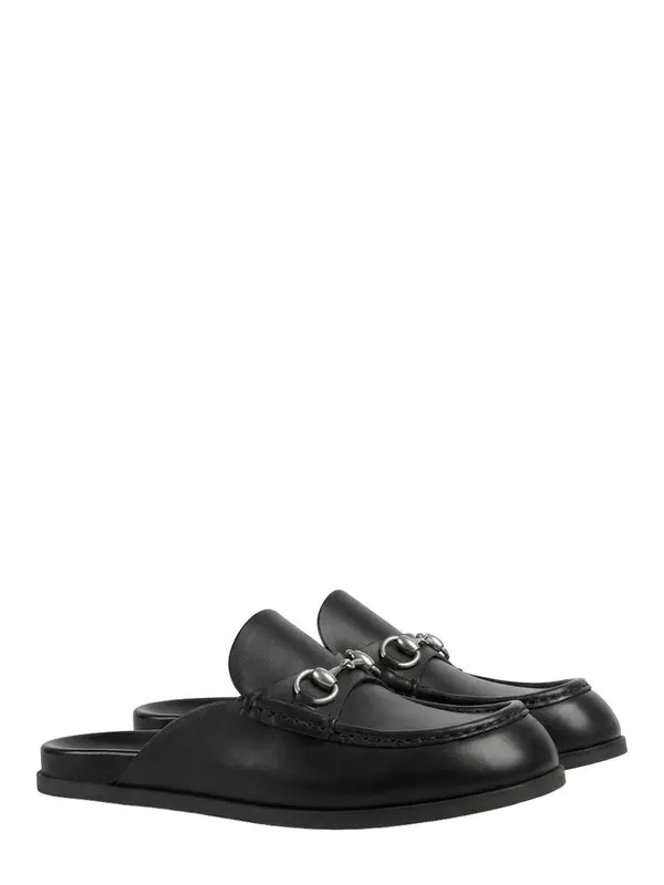 Gucci Slip-on Mules With Horsebit Buckle - Black
