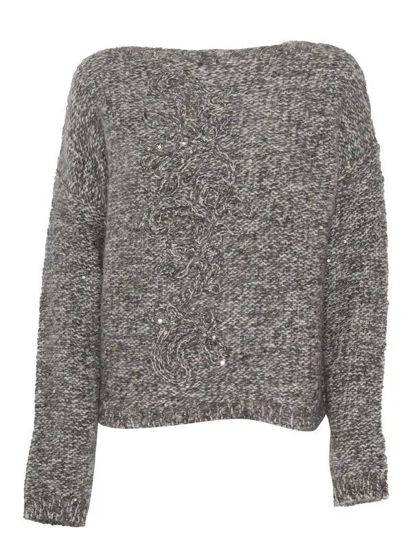 Ermanno Scervino Embellished Long-sleeved Pullover - Gray