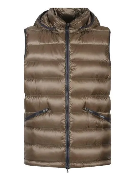 Herno Hooded Quilted Vest - Brown