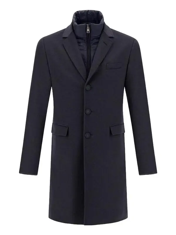 Herno Single-breasted Layered Coat - Black