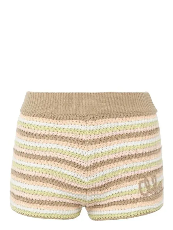 Chloé Crochet Logo Detailed Mini Shorts - Green Multicolour