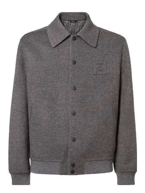 Fendi Single-breasted Jacket With Embossed Ff Detail - Gray