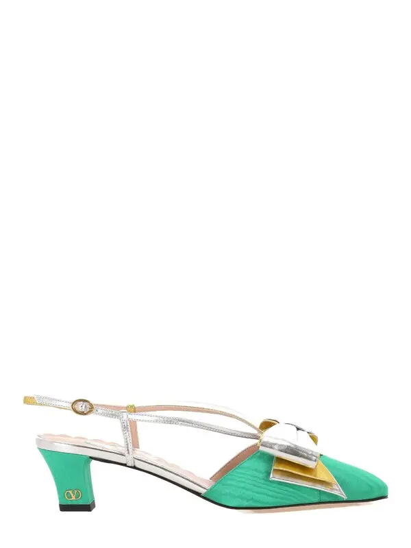 Valentino Garavani Round Toe Bow Detail Low Heel Slingbacks - Multicolor
