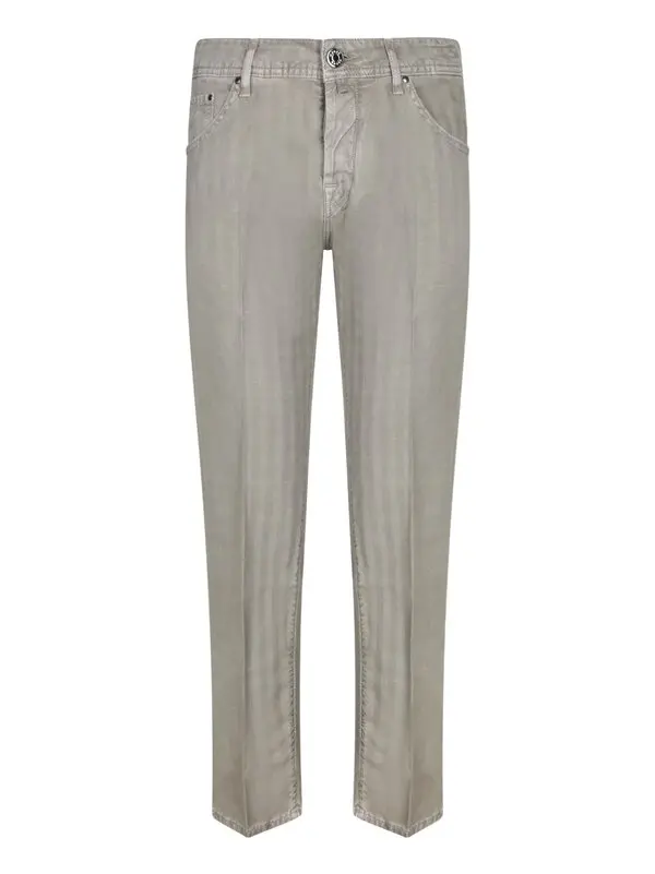 Jacob Cohen Scott Chambray Straight-leg Trousers - Taupe