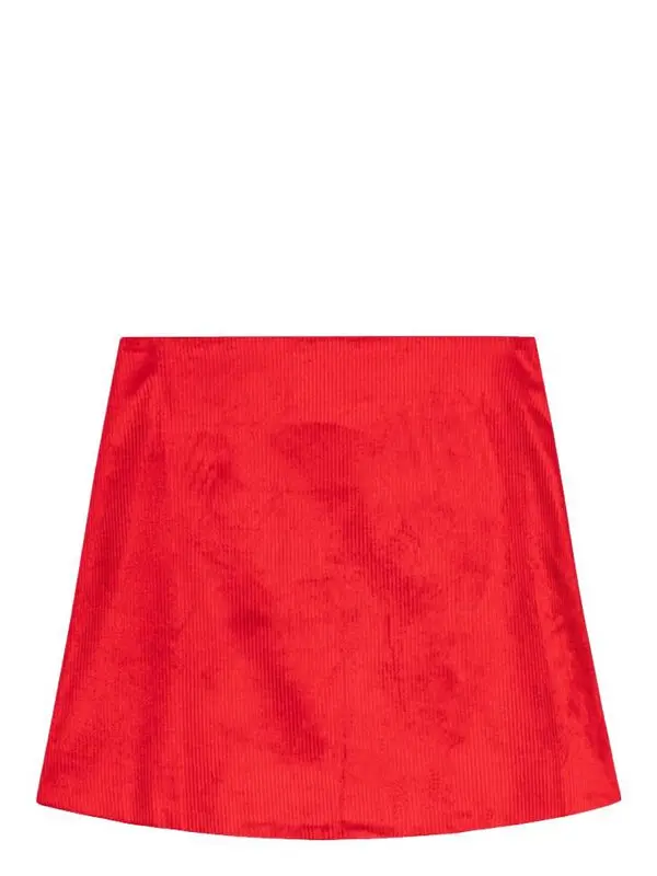 GANNI Shiny Corduroy Mini Skirt - Red