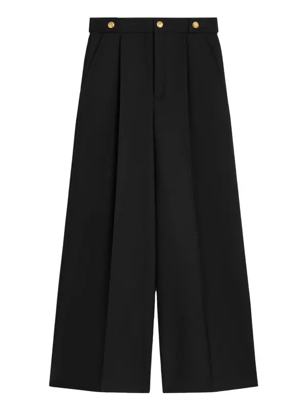 Celine High Waist Flared Mohair Wool Trousers - Black