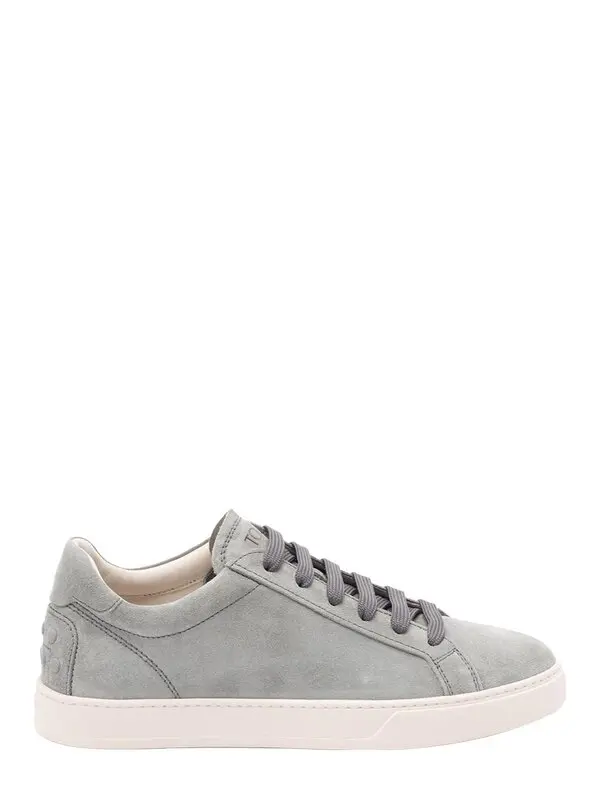 TOD'S Round Toe Logo Detail Lace-up Sneakers - Gray