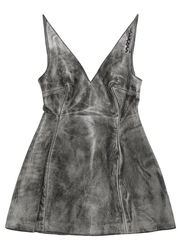 Marni Flared Mini Dress With V-necks - Black