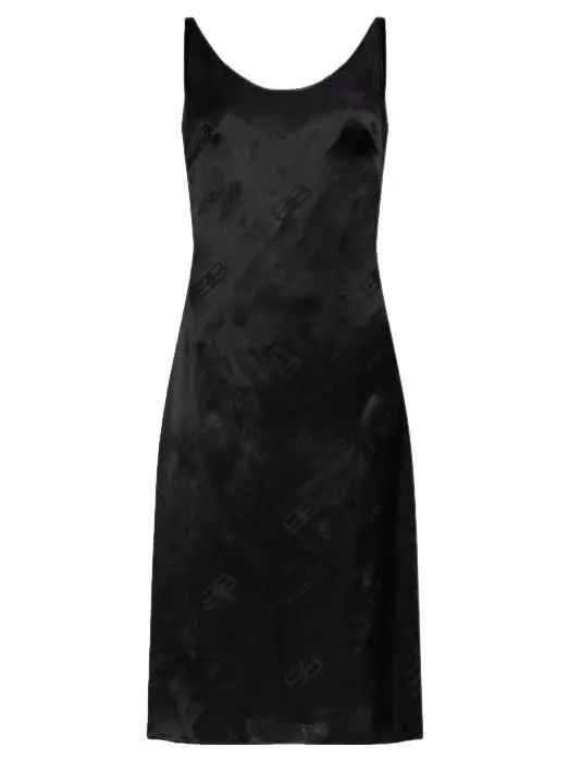 Balenciaga Sleeveless Graphic Print Midi Dress - Black