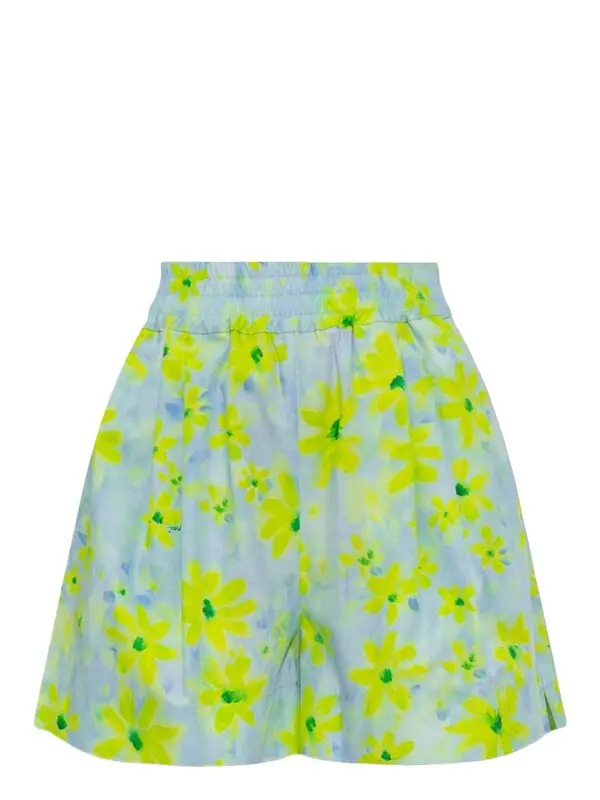 Marni Tie-dye Floral Embroidered Shorts - Green